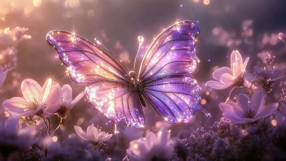 Enchanted Lilac Butterflies with Iridescent Shimmers in a Magical ...