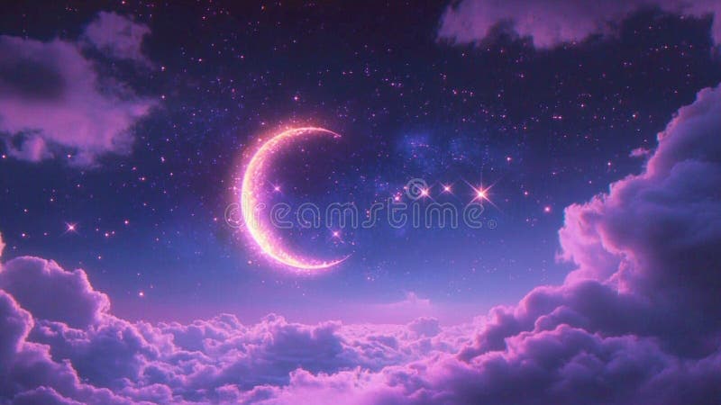 Dreamy Ethereal Night Sky with Fluffy White Clouds Full of Magical ...