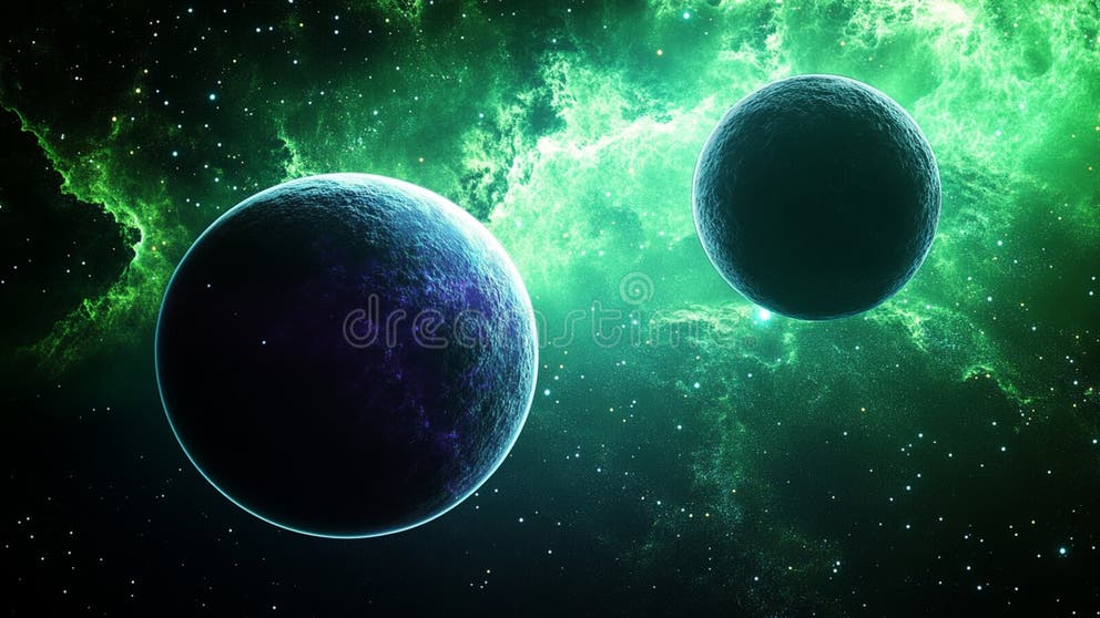 Interstellar Science Fiction Background with Cosmic Emerald Green ...