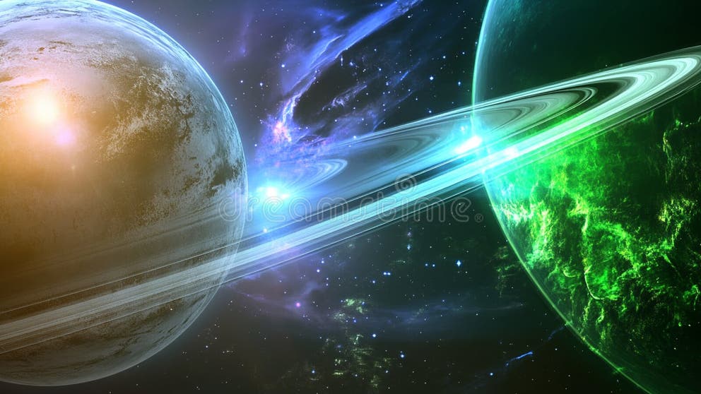 Interstellar Science Fiction Background with Cosmic Emerald Green ...