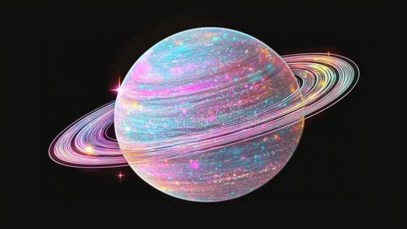 A Higher Dimensional Planet with Rings in Pastel Colors in a Fantasy ...