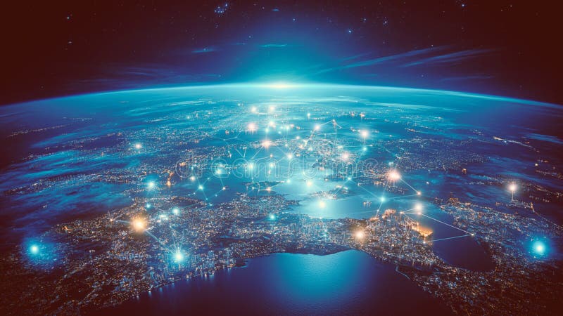 Earth Universal Grid Worldwide Network Global Crisscross Web Stock ...