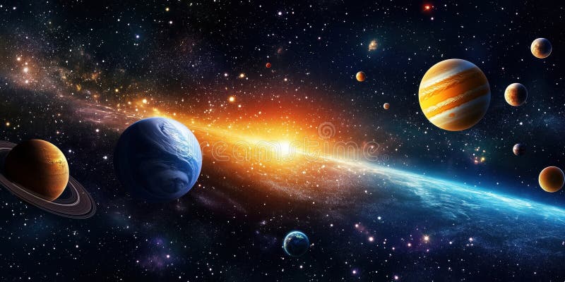 Stunning Cosmic Landscape Featuring Planets and Vibrant Starry ...