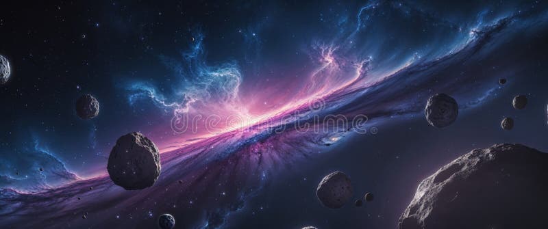 Stunning Cosmic Landscape Planet Nebula Asteroid Field Wallpaper Stock ...