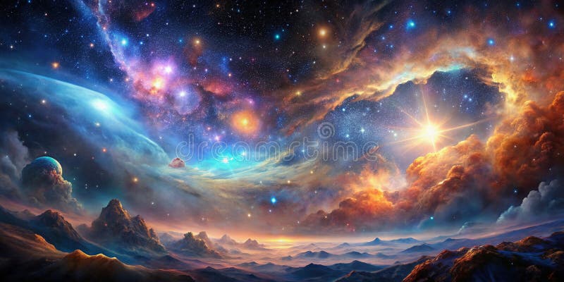 Stunning Cosmic Landscape a Vivid Display of Nebulous Structures and ...