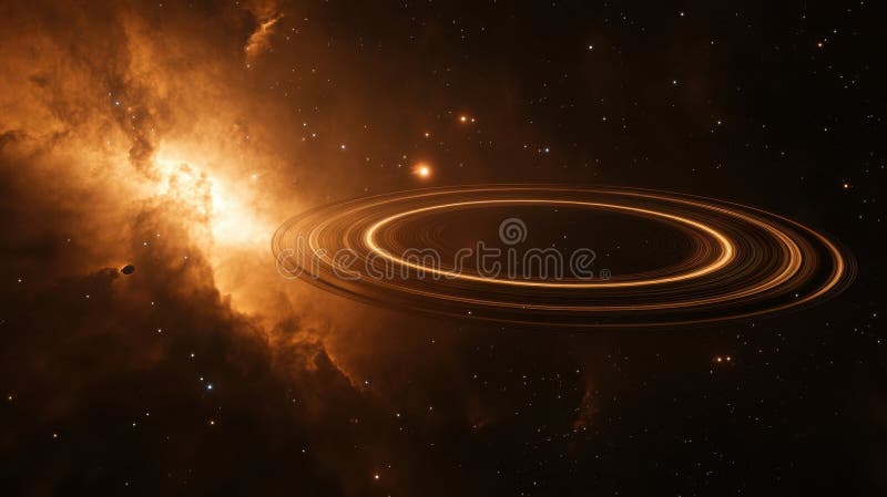 Stunning Cosmic Phenomenon: Glowing Rings and Fiery Nebula in Deep ...