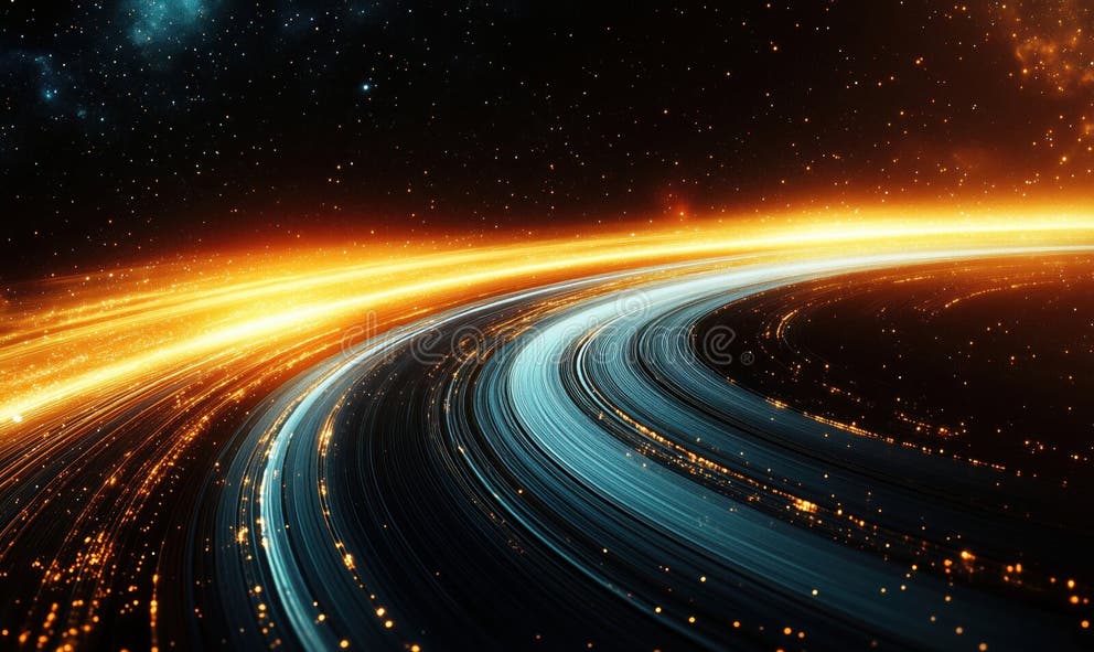 Stunning Cosmic Rings with Glowing Trails in Deep Space Environment ...