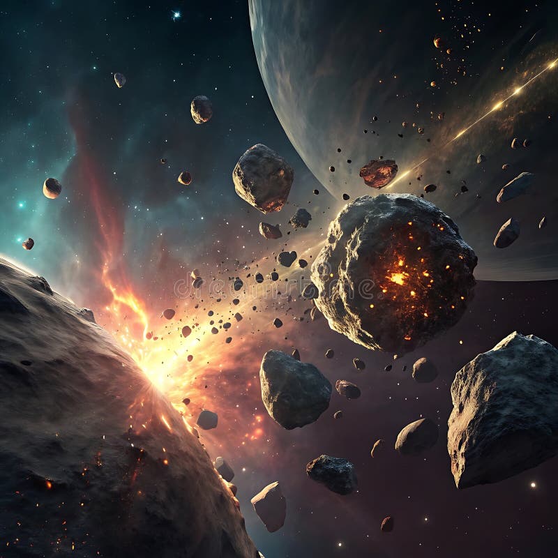 Stunning Cosmic Scene Featuring Planetary Collisions, Asteroids, and ...