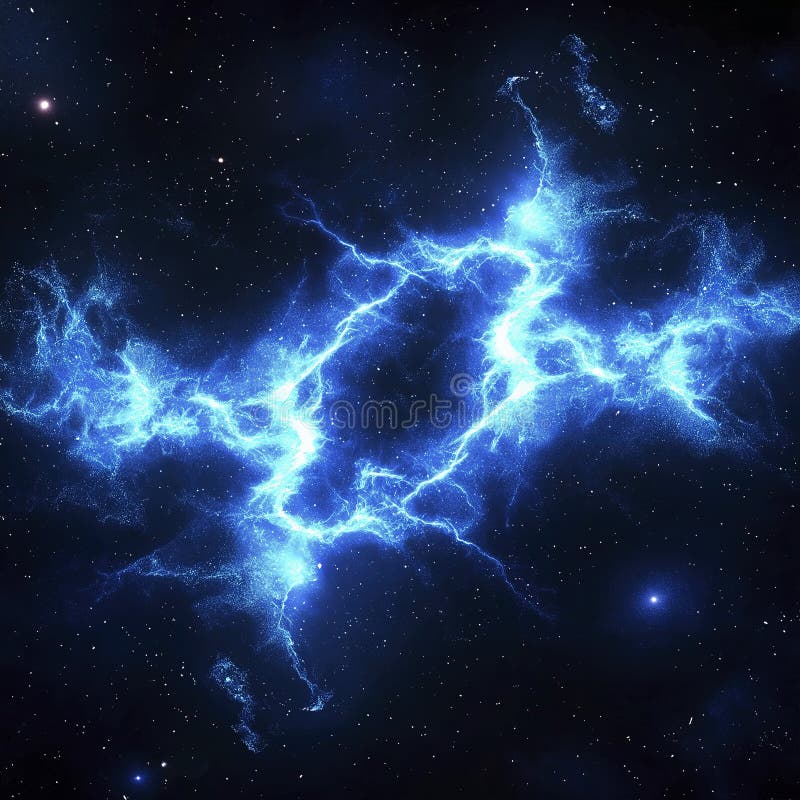 Stunning Cosmic Scene Featuring Two Blue Energy Bursts Colliding in ...