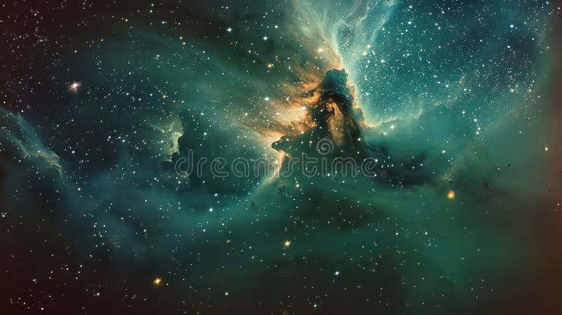 Emerald Gold Cosmic Nebula Space Background Stock Photos - Free ...