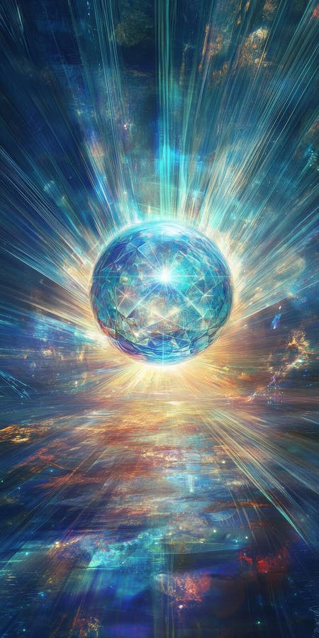 Stunning Cosmic Sphere with Radiant Light Beams in a Vibrant Galaxy ...