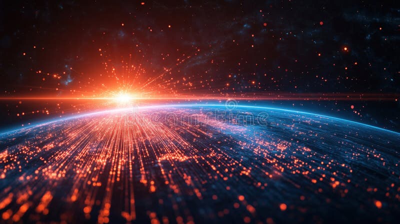 Stunning Cosmic View of Earth with Vibrant Light Rays and Starry ...