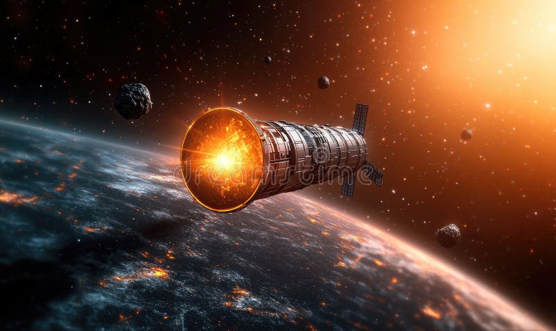 Stunning Cosmic View of a Rocket Launching into Space with a Glowing ...