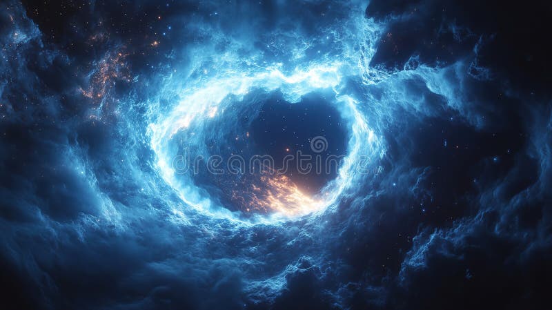 A Swirling Cosmic Vortex Illuminated by Brilliant Blue Light and Fiery ...