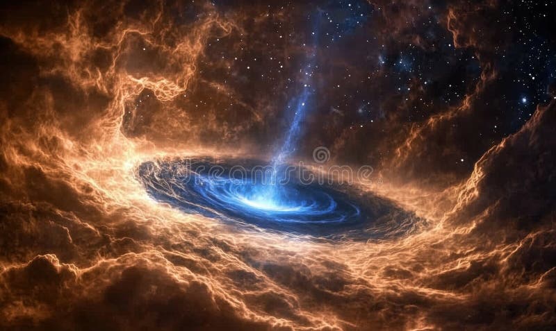 Stunning Cosmic Vortex with Swirling Clouds and Bright Blue Energy Beam ...