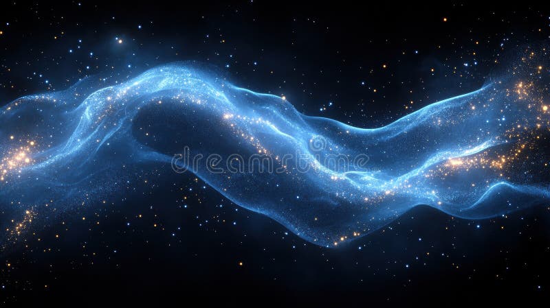 Stunning Cosmic Wave of Blue Light Flows through Starry Background ...