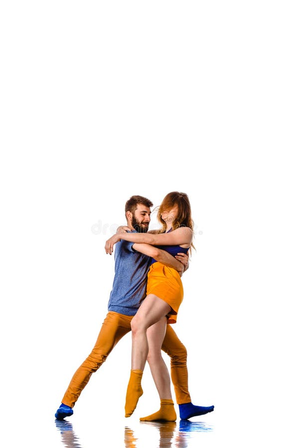 Stunning Couple Dancing in Studio, Portrait Stock Image - Image of ...