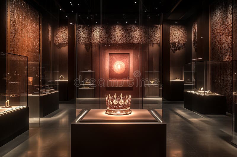 A Stunning Crown is Highlighted in a Dark Museum Exhibit, Surrounded by ...