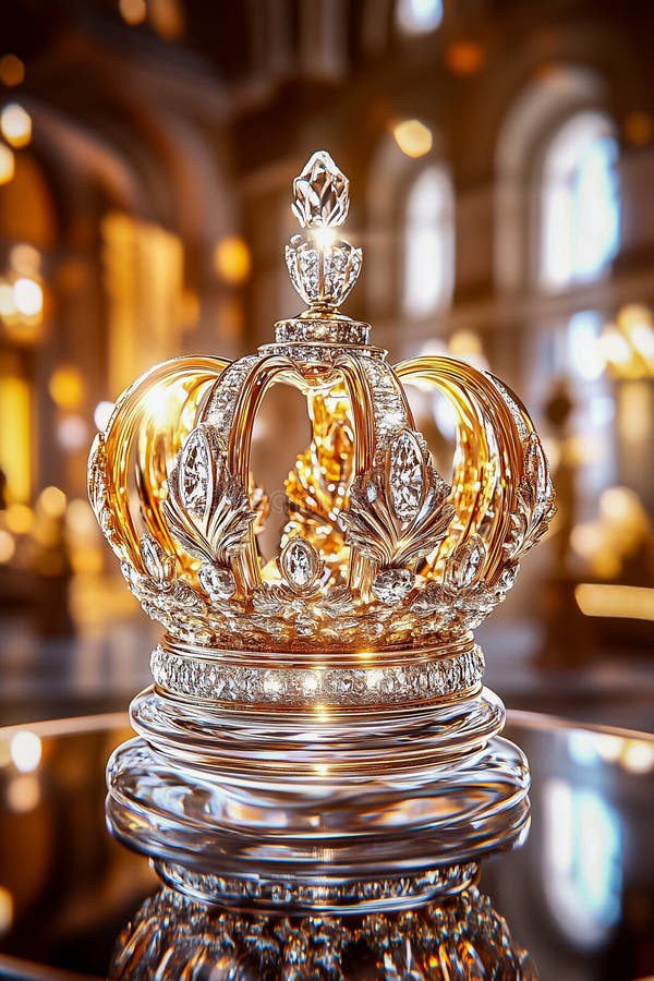 A Stunning Crown Rests Gracefully on a Reflective Surface, Illuminated ...