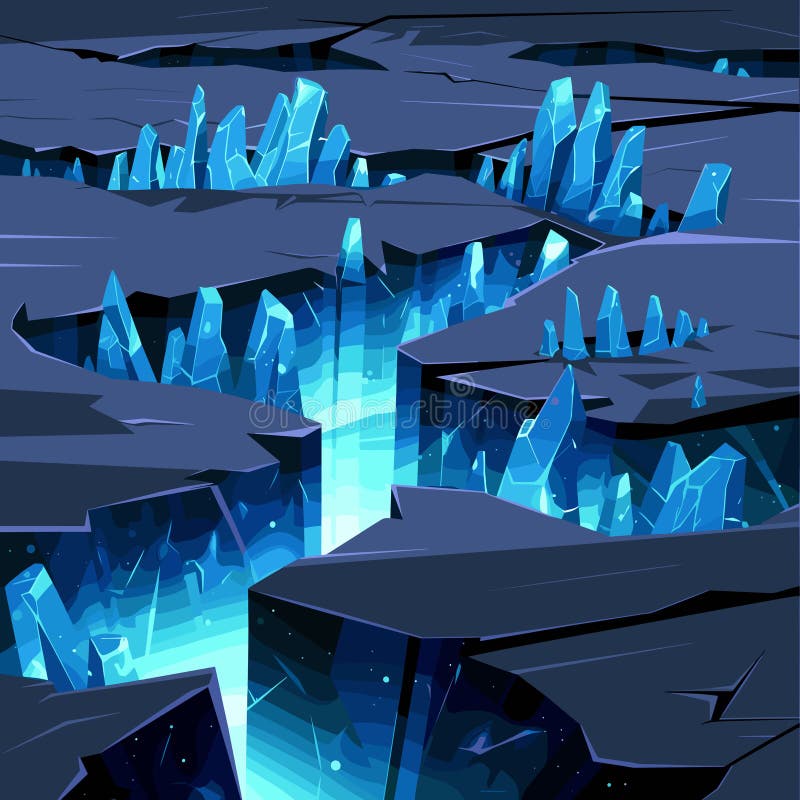 Stunning Crystal Cavern: Vibrant Blue Ice Formations in a Richly ...