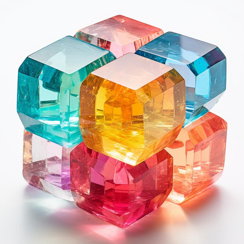Stunning Crystal Cluster Cube Shining on a Pristine White Backdrop, Ai ...