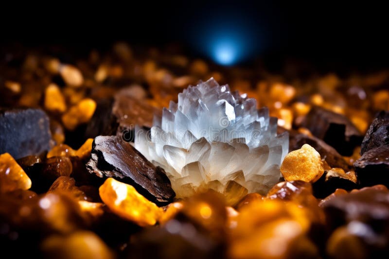 Stunning Crystal Formation Amidst Rocks Under Dramatic Lighting Stock ...