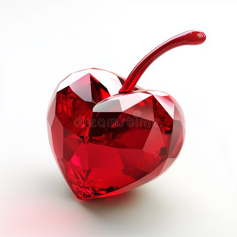 Stunning Crystal Ruby Heart Shaped Cherry with Multifaceted Surfaces ...