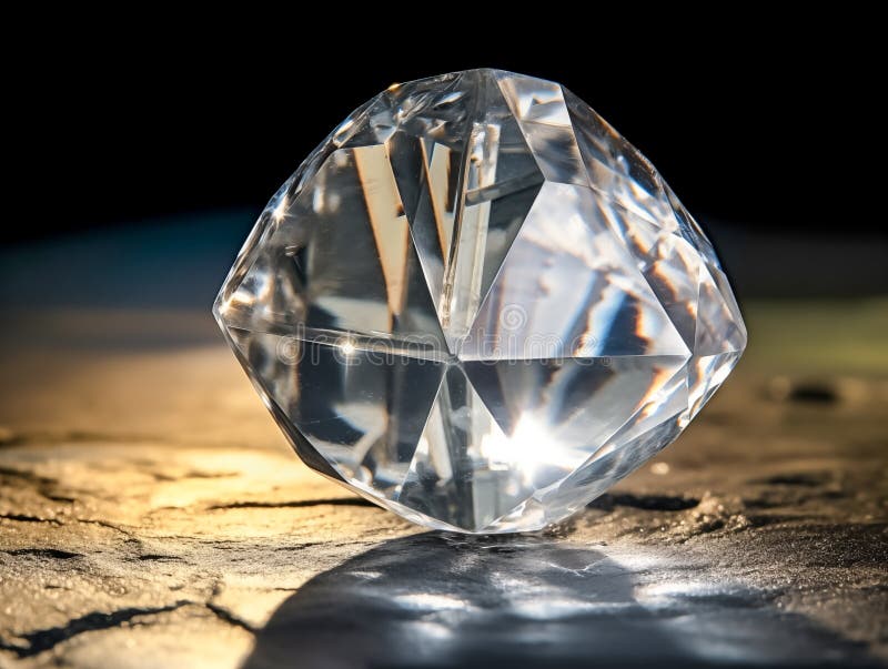 A Stunning, Cut Diamond Reflecting Light on a Textured Surface ...