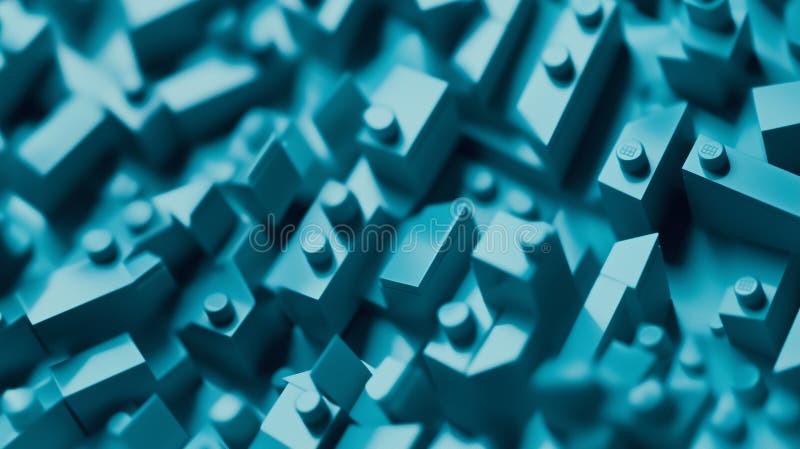 Cool Cyan Lego-Like Abstract Cityscape Stock Illustration ...