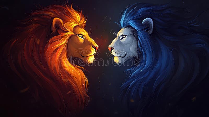 A Stunning 2D Animated Lion with a Cool Expression, Set Against a Clean ...