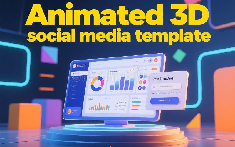 Animated 3D Social Media Template Stock Illustration - Illustration of ...