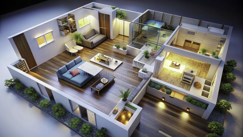 Stunning 3D Architectural Floor Plan Model Visualizing Modern Home Design for Real Estate ...