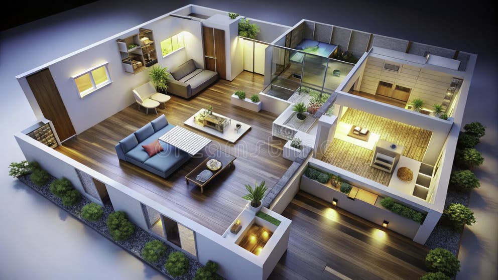 Stunning 3D Architectural Floor Plan Model Visualizing Modern Home ...