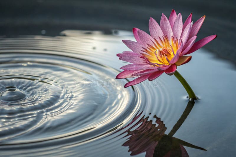 3D Flower and Circle Background with Water Reflection Stock ...