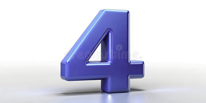 Stunning 3D Blue Number 4 Isolated on Clean Background Versatile Design ...