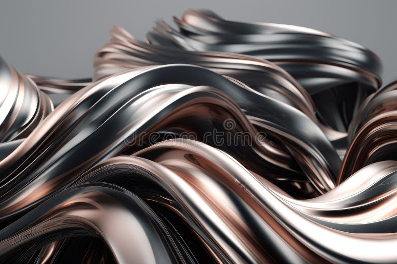 Minimalist 3D Render: Rose Gold and Dark Gray Twisted Waves in Unreal ...