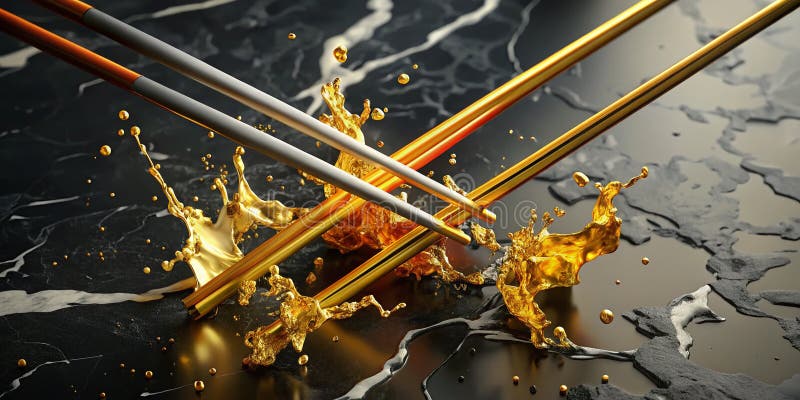 Stunning 3D Floating Black and White Chopsticks with Marble Texture and ...