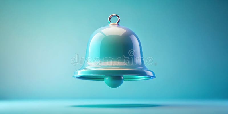 Stunning 3D Floating Notification Bell Icon on a Soft Pastel Blue ...
