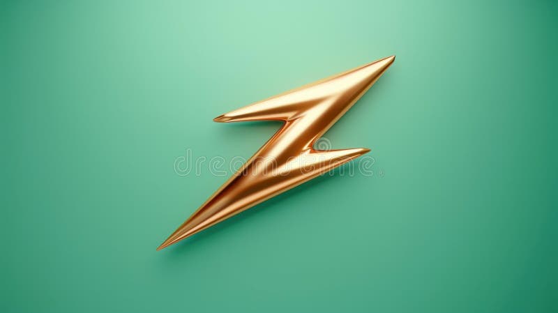 A Stunning 3D Gold Thunderbolt Icon, Beautifully Designed and Isolated ...
