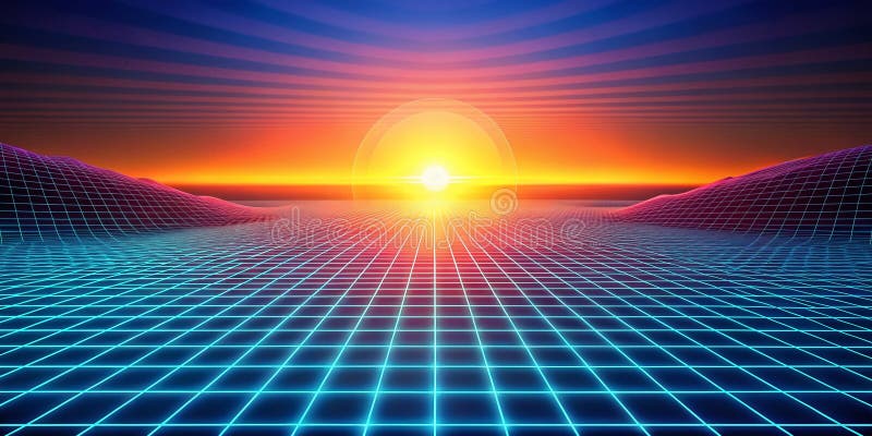 Stunning 3D Grid Mesh Panoramic Perspective a Vanishing Lattice Extends ...