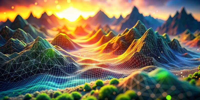 Stunning 3D Hiking Landscape Visualization a BokehEnhanced Wireframe ...