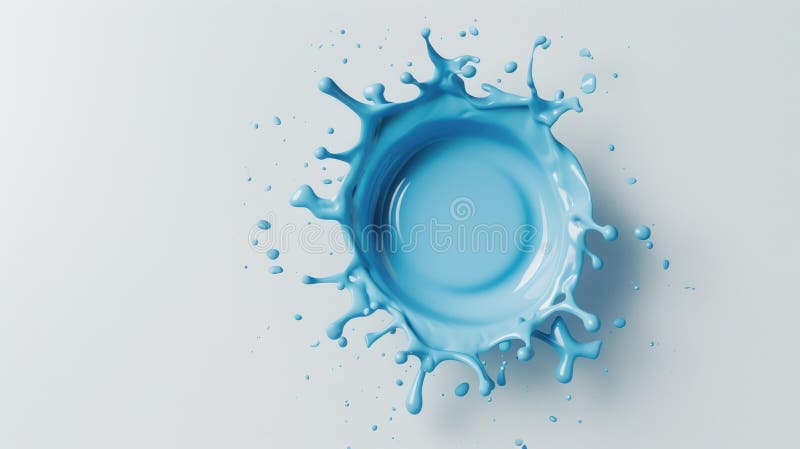 Stunning 3D Illustration of Blue Water Splash with Droplets on a White ...