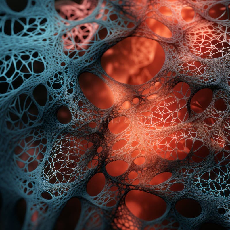 Digital Twins Background: Red and Blue 3d Cell Rendering with Intricate ...