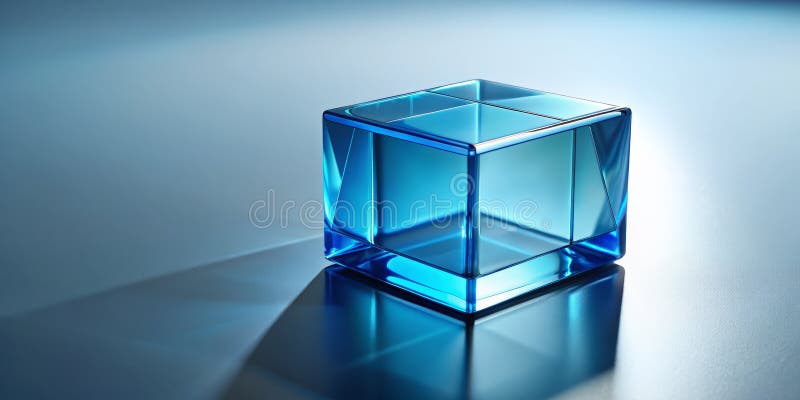Stunning 3D Isometric Blue Glass Cube a Minimalist Decorative Accent ...