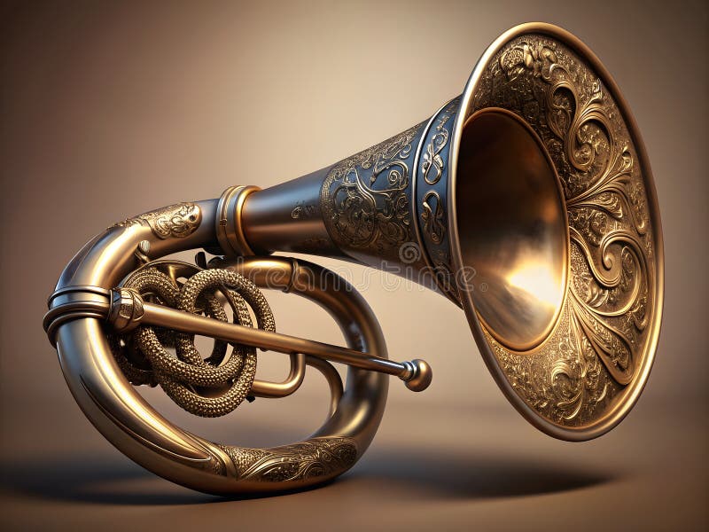Exquisitely Detailed 3D Rendered GoldPlated Vintage Tuba a Showcase of ...