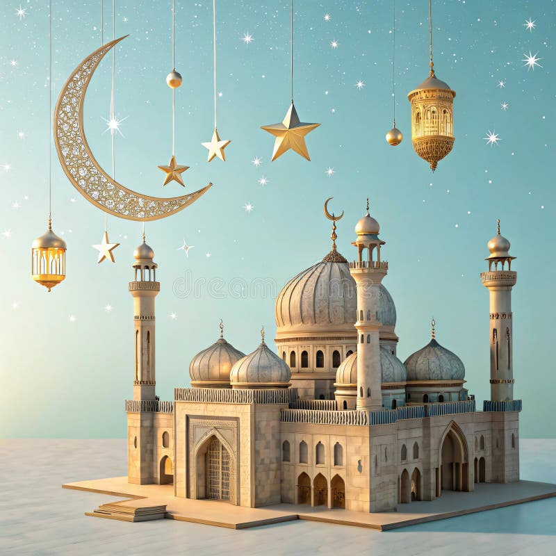 Stunning 3D Model of a Mosque, Perfect for Ramadan Stock Illustration ...