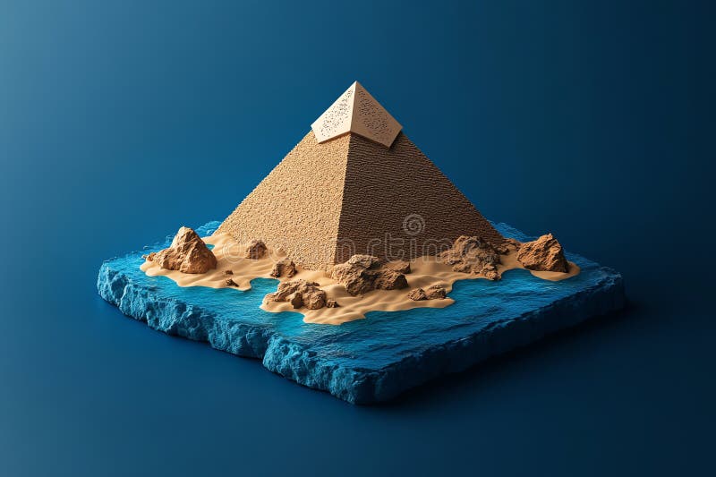 A Stunning 3D Model of a Pyramid Surrounded by Water and Sand ...