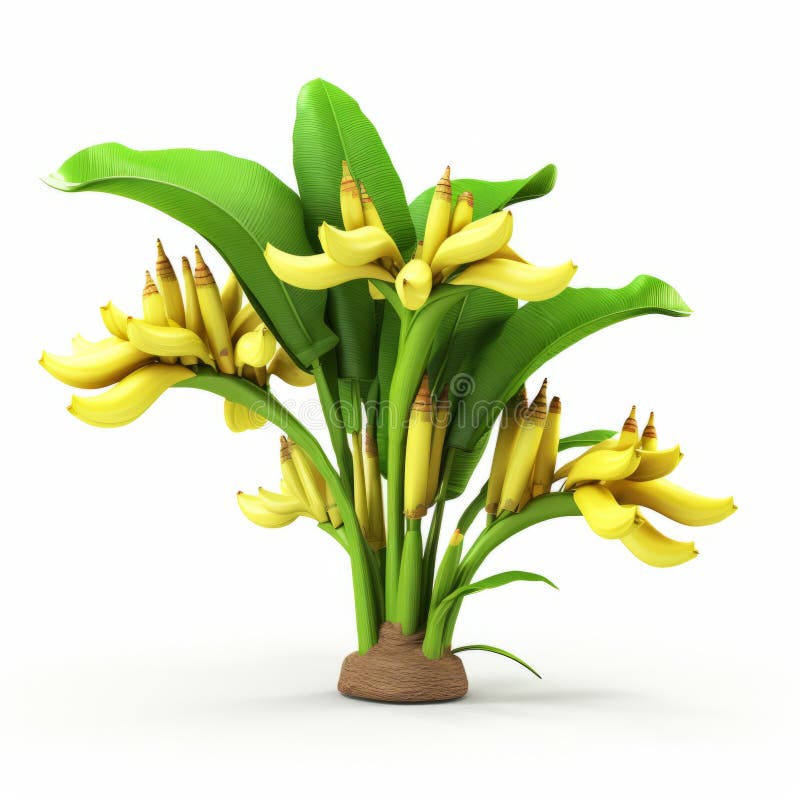 Stunning 3d Model Of Yellow Banana Plants With Distinctive Character Design Stock Illustration