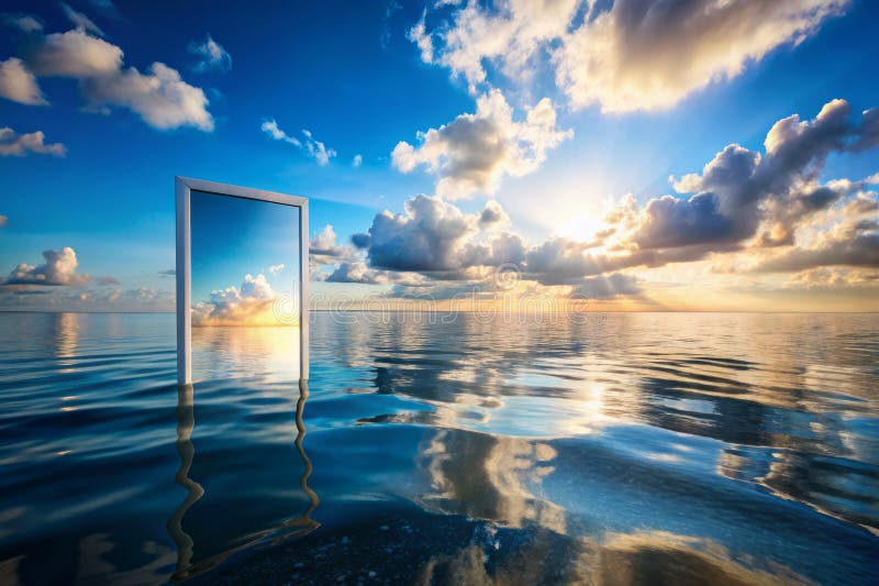 Stunning 3D Ocean Scene Mockup Vertical Mirror Reflection Captivating ...