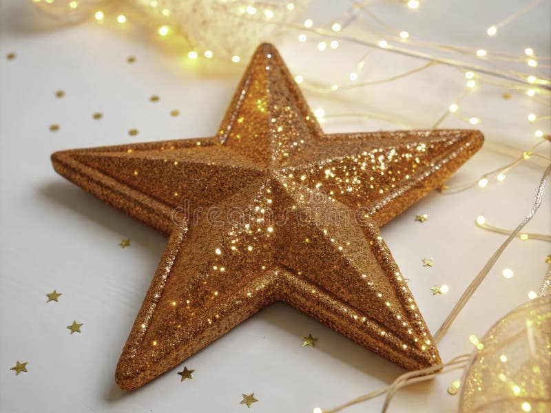 Stunning 3D Orange Glitter Star a Glossy Sparkling Object for Creative ...